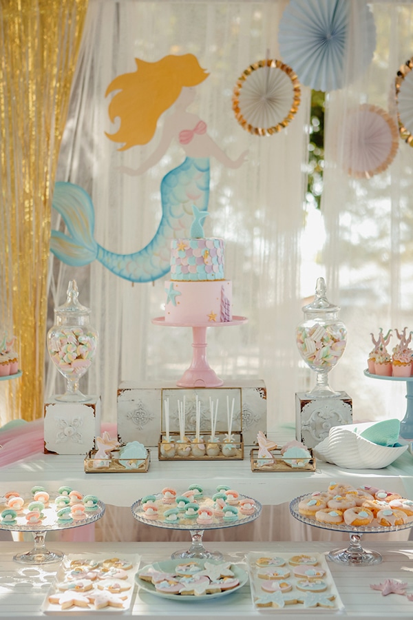 Πανεμορφες ιδεες dessert table για βαπτιση με θεμα τη γοργονα - EverAfter